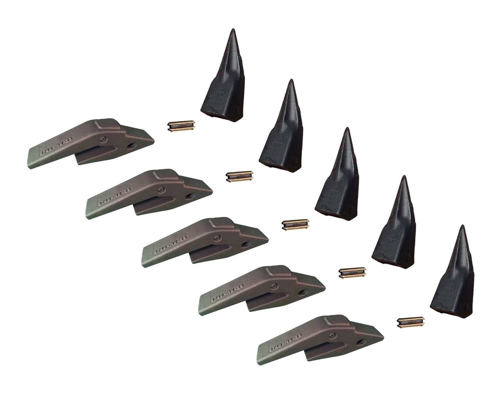 5 Backhoe, Excavator Bucket Shanks Fits 3/4" Lip, Tiger Rock Teeth ...