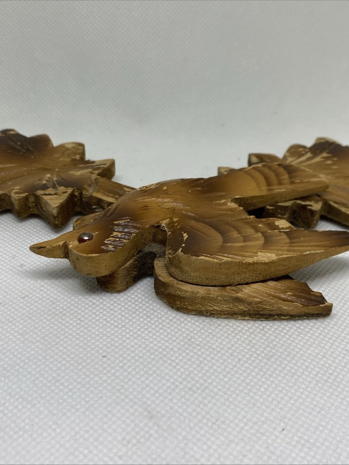 Vintage 7” Black Forest Maple Leaf & Bird Cuckoo Clock Topper Flaking ...