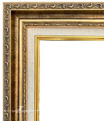 West Frames Adela Antique Gold Ornate Wood Picture Frame Natural Linen ...
