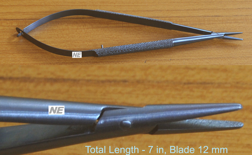 7 Inch Titanium Needle Holder Straight 12 mm long Blades Ent Surgical ...
