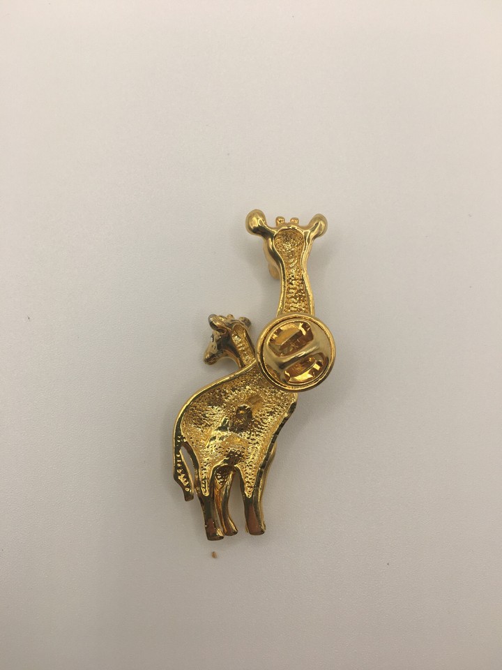 Gold Giraffe Pin with Black and Gold Synthetic Stones | eBay
