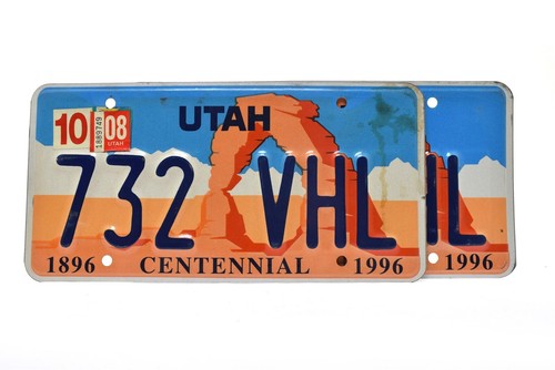 Utah License Plate Arch Centennial 732 VHL (Pair) | eBay