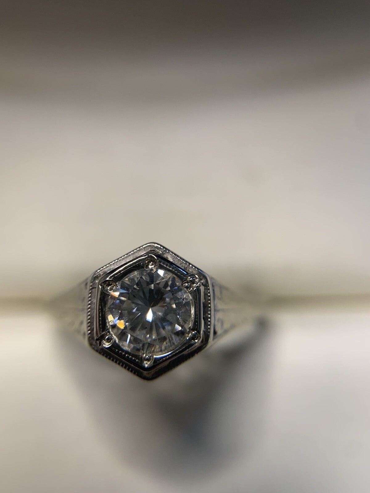 Women’s White Gold Used Diamond Ring Antique Art Deco Engagement .65 Ct ...