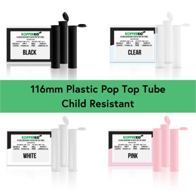 Kopperko 116mm Plastic Pop Top Tubes - Child Resistant, 4 Colors | eBay