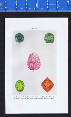 GEMS: Zircon, Tourmaline, Topaz & Chrysolite -1934 Smithsonian Print | eBay