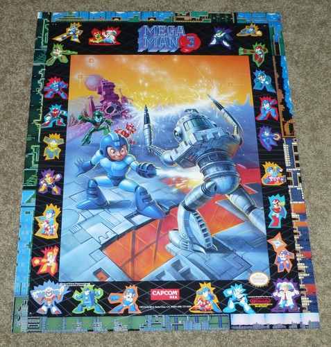 RARE Original Mega Man 3 III Promo Poster - Nintendo NES 1990, MegaMan, Rockman | eBay