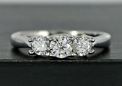 $2,975 ZEI WH 14K White Gold 0.75ct Round Three Stone Diamond ...