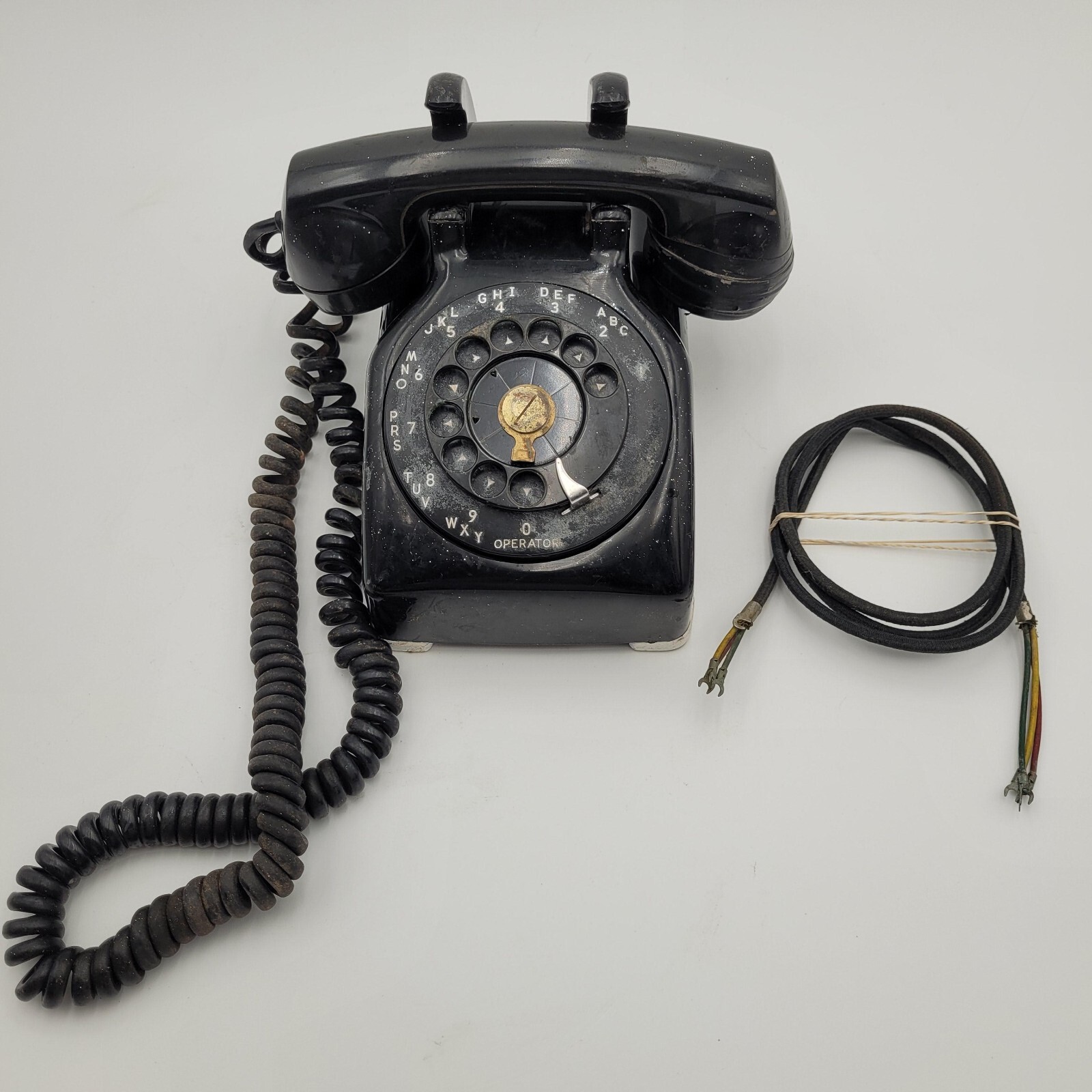 Vintage 1959 Leich 105M-30 Black Rotary Dial Desk Telephone Phone Parts ...