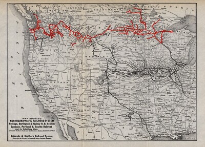 1922 Antique Northern Pacific Railroad Map Spokane Portland Seattle ...