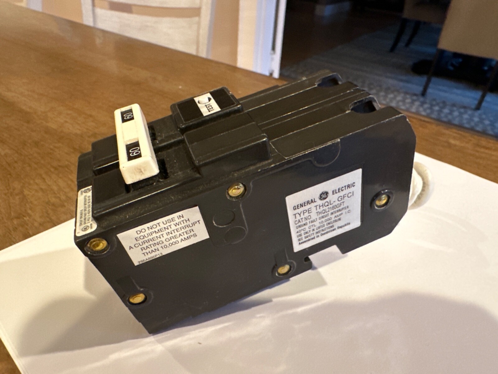 Used GE THQL2160GFT 60A 2P 120/240V GFCI Ground Fault Circuit Breaker ...