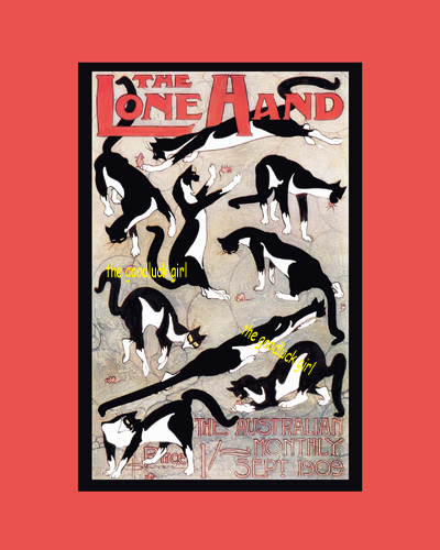 5x7 Vintage 1909 CAT & MOUSE black cat Lone Hand Magazine cover Art ...