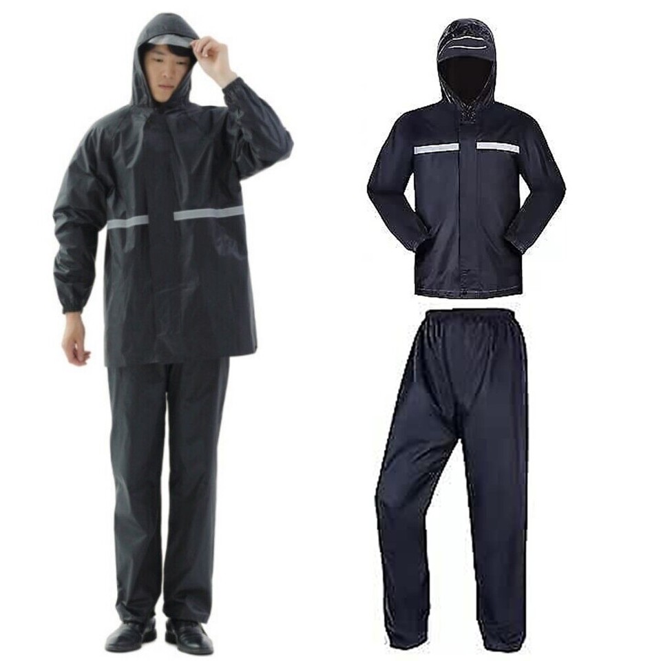 2Pcs Adults Waterproof Suit Jacket & Trousers Lightweight Rain Set ...