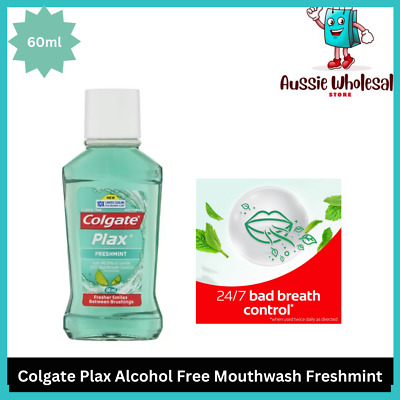 Colgate Plax Mouthwash 60ml Alcohol Free Freshmint Bad Breath Control ...