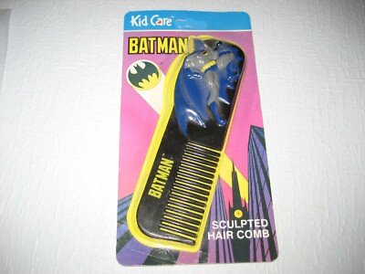 1991 Kid Care Dark Knight Batman Sculpted Figural Black Plastic Hair ...