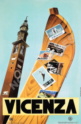 Vicenza vintage italy travel promo poster repro 12x18 | eBay