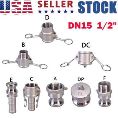 1/2" DN15 BSP Stainless Camlock Fitting Hose Adapter Barb Quick ...