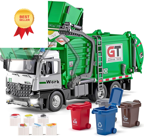 Garbage Truck Toys Metal Cab, Realistic Trash for Boys Kids with... | eBay