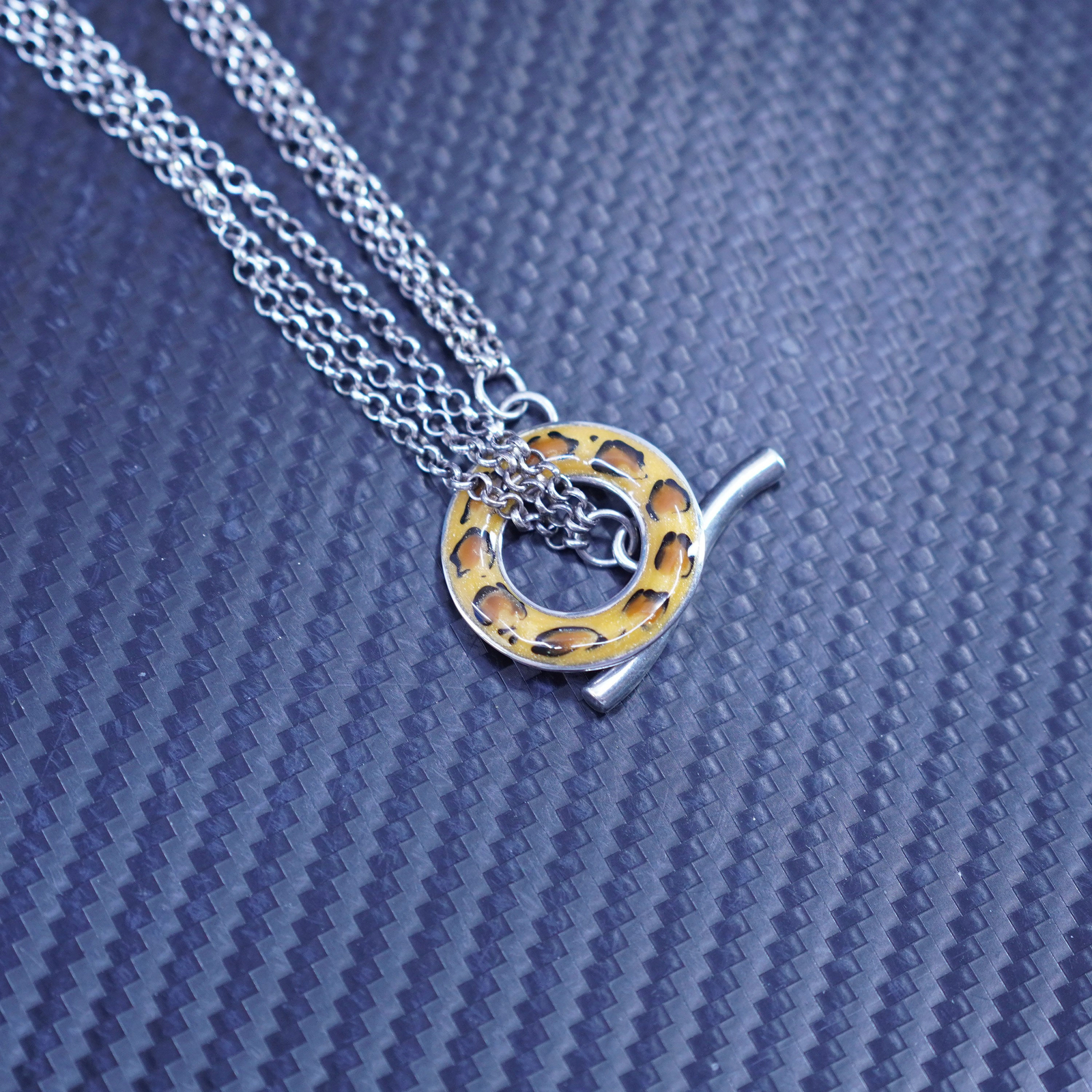 18”, David Sigal 925 Sterling Silver Leopard Enamel M… - Gem