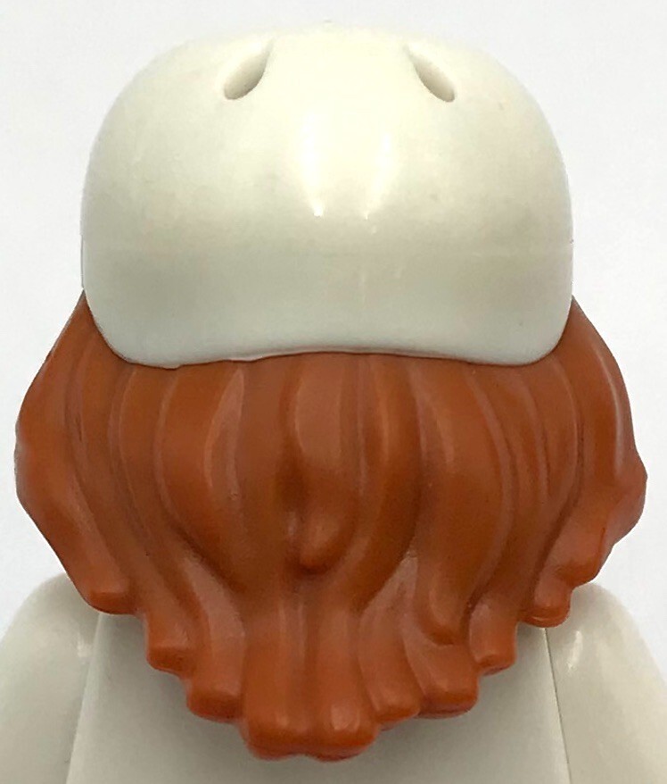 Lego New Dark Orange Minifigure Hair Combo Hair w/ Hat White Bicycle ...