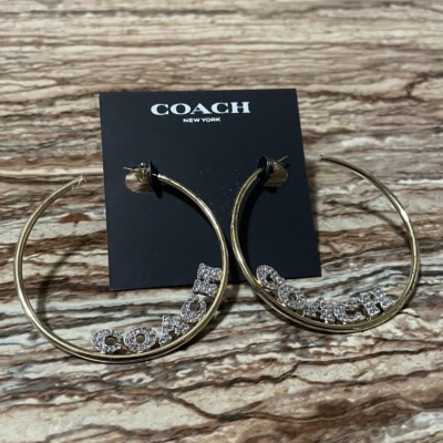 Coach Jewelry Gold Hoop Earrings Bling Bubble Coach Logo Hoops 57mm | eBay