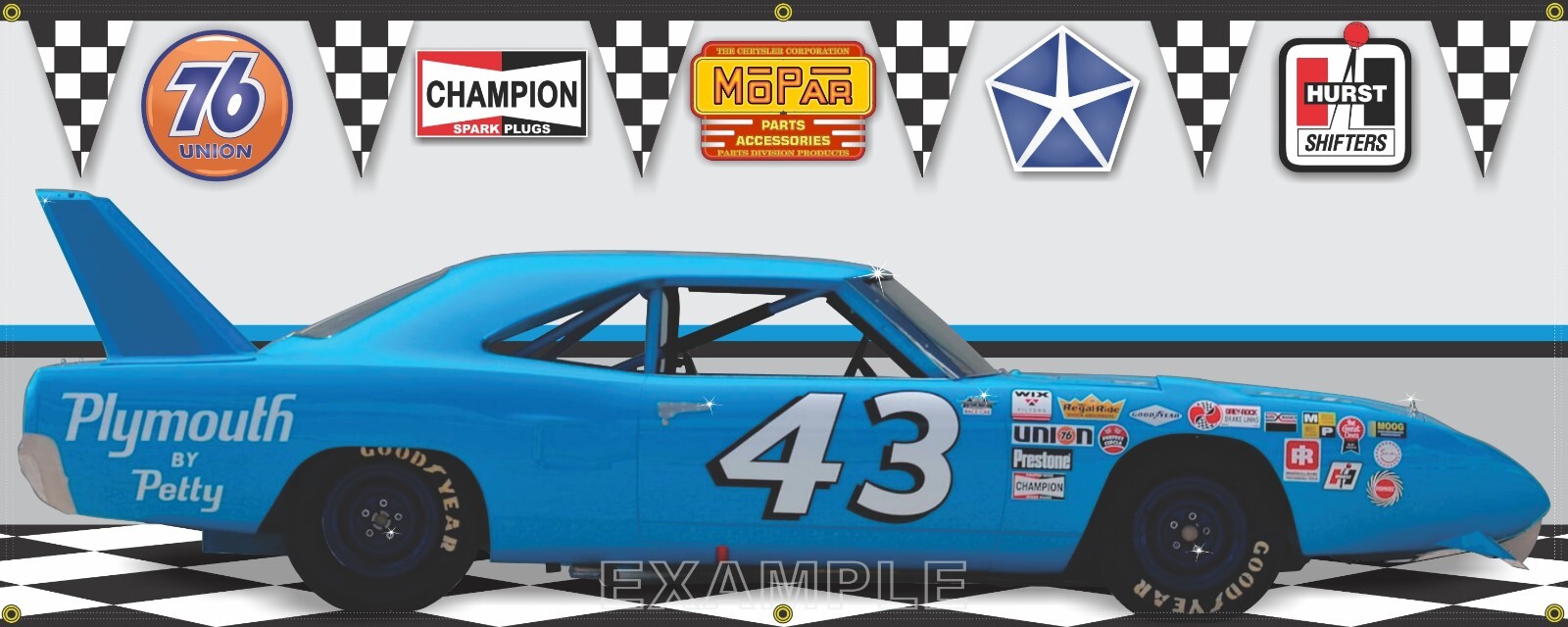 1970 PLYMOUTH SUPERBIRD ROADRUNNER PETTY BLUE CAR SCENE BANNER SIGN ...