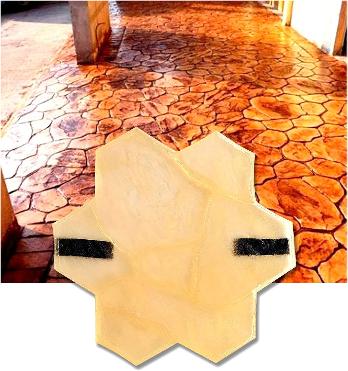 POLYURETHANE RUBBER STAMP Mat STONE Flower for Printing on CONCRETE ...