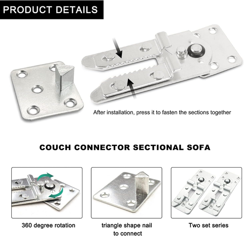4 Pack Sectional Couch Connectors Metal Couch Clips Sofa Connector ...