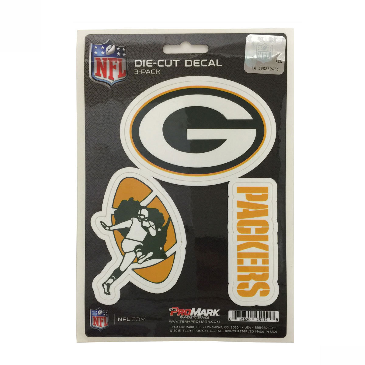 Team ProMark NFL Green Bay Packers Die-Cut Decal Sticker 3-Pack Made in ...