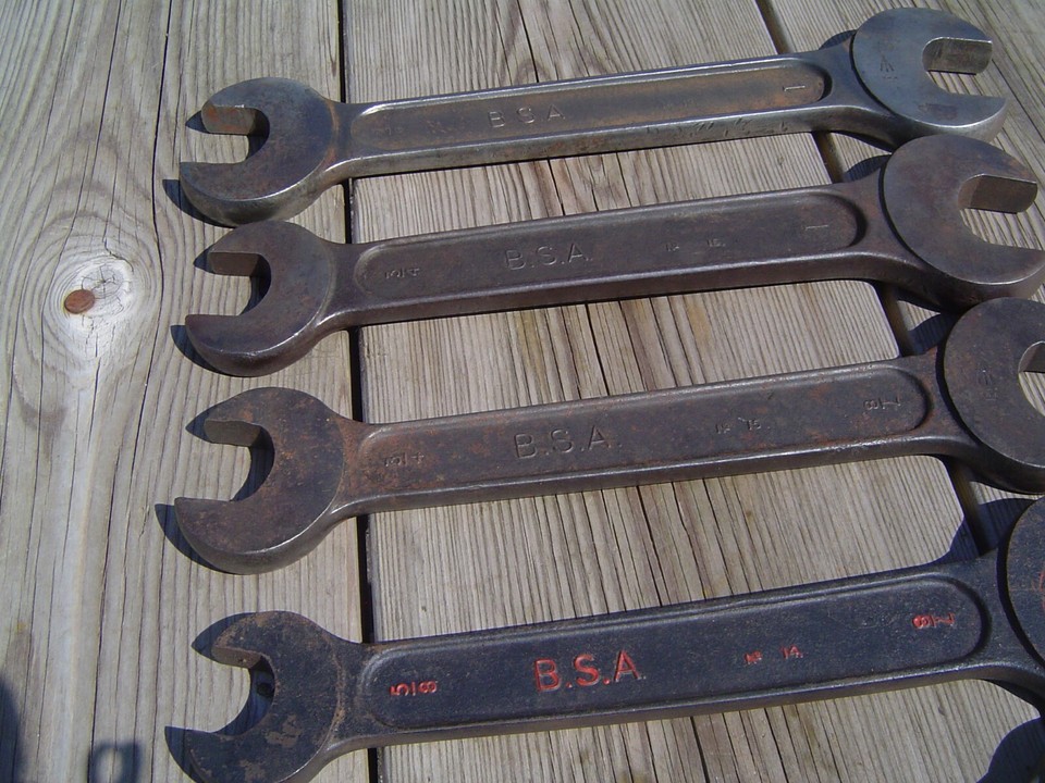 VINTAGE BSA SET OF 18 DOUBLE ENDED SPANNERS WRENCHES No 0 to No 17 ...