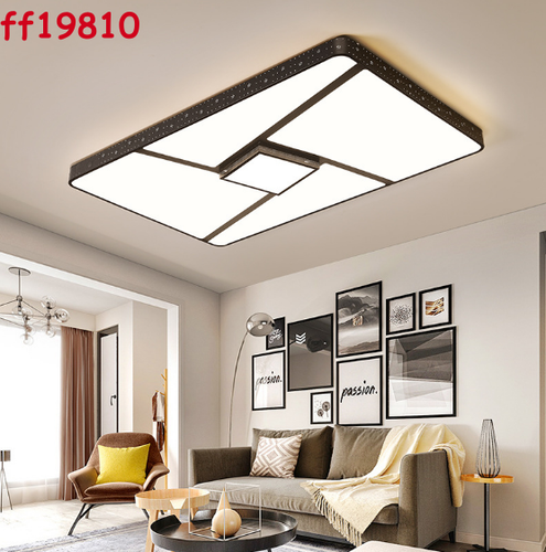 Modern Flush Mount Acrylic Led Rectangular Light Dimmable Remote Black ...