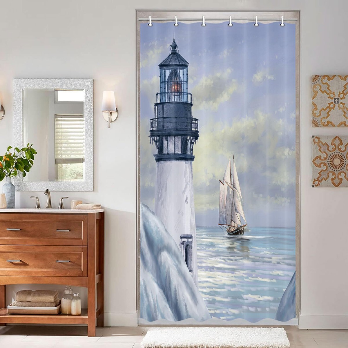 Lighthouse Bathroom Sets Lighthouse Wall Art | 14" X 22" | Coastal