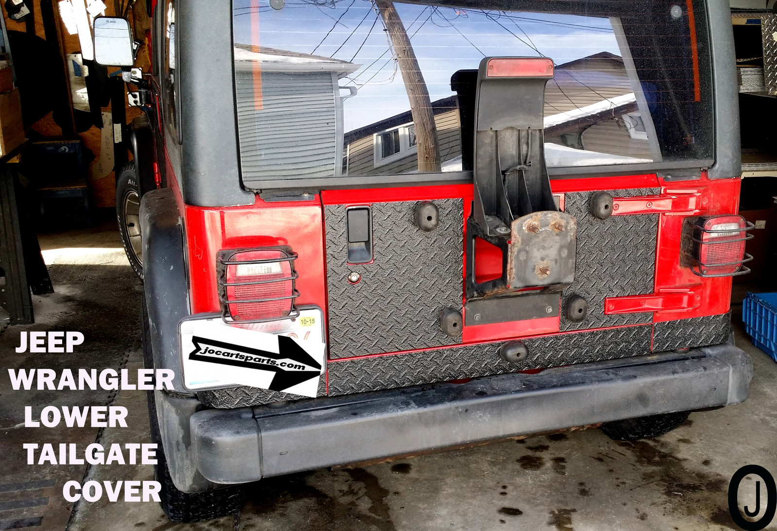 Fits JEEP WRANGLER black DIAMOND PLATE LOWER REAR TAILGATE COVER fits ...