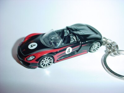 HOT 3D PORSCHE 918 SPYDER CUSTOM KEYCHAIN keyring key black finish hot ...