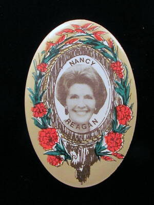 1980 Ronald Reagan for President 2 3/4" Oval Pinback Button Nancy with ...