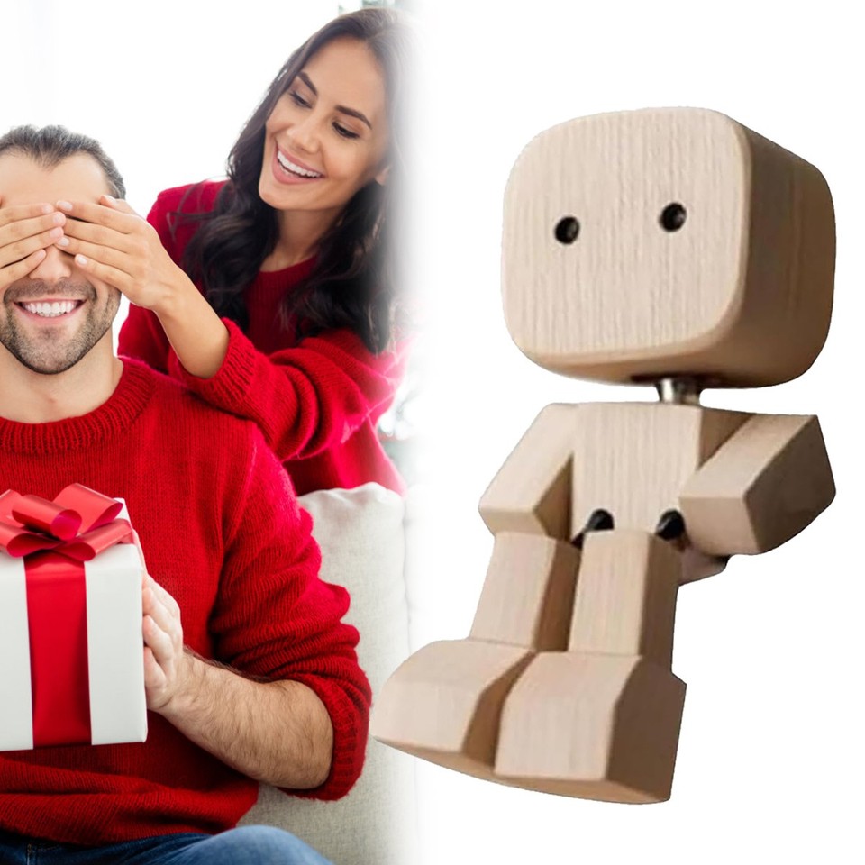 Shaking Wooden Man Figure, Shaking Feet Wooden Doll Decoration Desktop ...