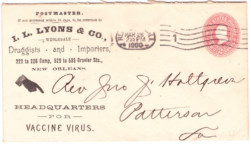 U.S.A. letter.PSE. 1903. Insect Grasshopper. printed picture and ...