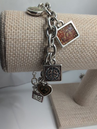 Brighton Peace Sign Charm Bracelet 8 Inch Silver Tone Multicolor | eBay
