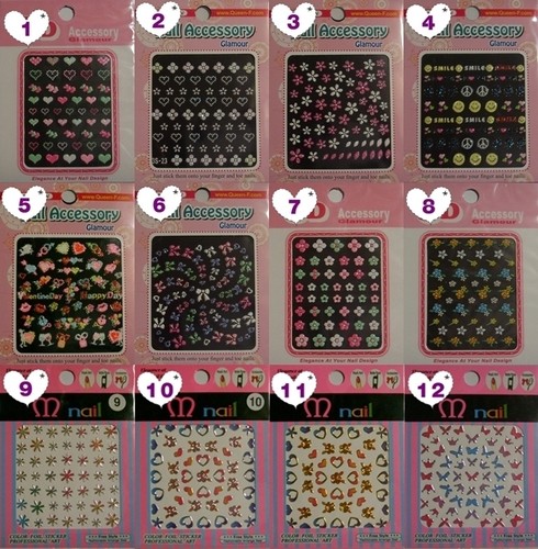 3D Design Nail Art Stickers Various Shiny points designs 1+1 Best ...