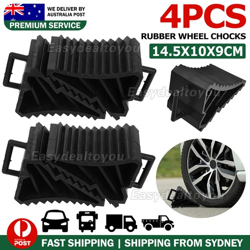 Heavy Duty Rubber Wheel Chock Tough Chocks Stops Car Trailer Boat ...