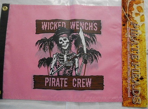12" x 18" WICKED WENCH'S PIRATE CREW Pink Two Sided Weather Fade ...