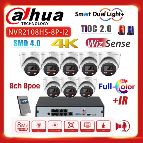 US alhua 8MP IPC-HDW3849H-AS-PV-S4 Camera 8CH 8POE NVR2108HS-8P-I2 ...