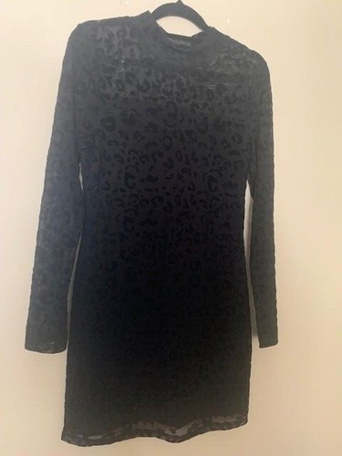 Designer Minx & Moss Black Leopard Flocked Dress Size 10 | eBay