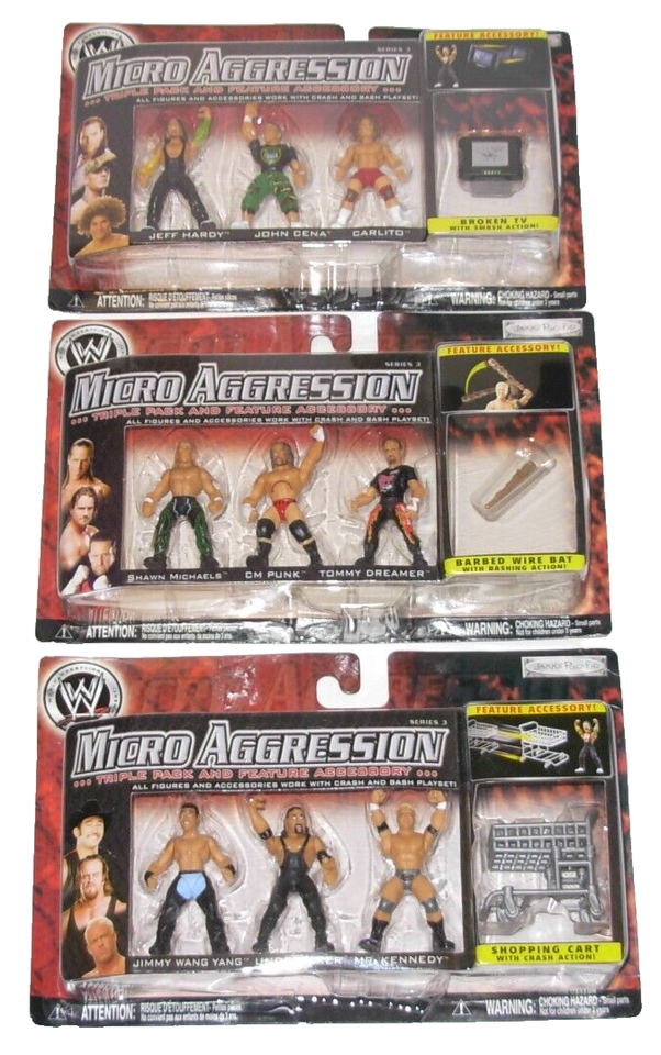 Lot of 3 Packs WWE Micro Aggression 2007 Triple Figure Packs Complete ...