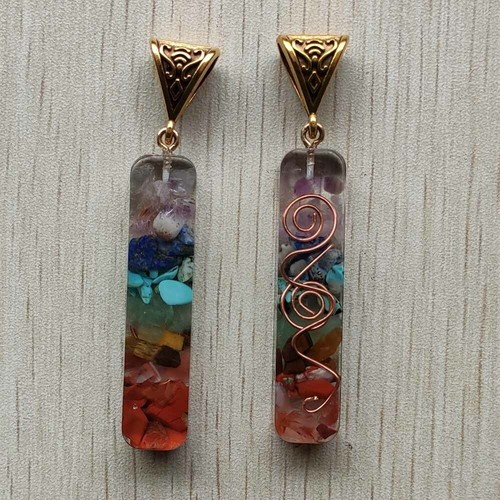 10pcs Retro Natural Stone 7 Colors Stone Pillar Charms Pendants Bead ...