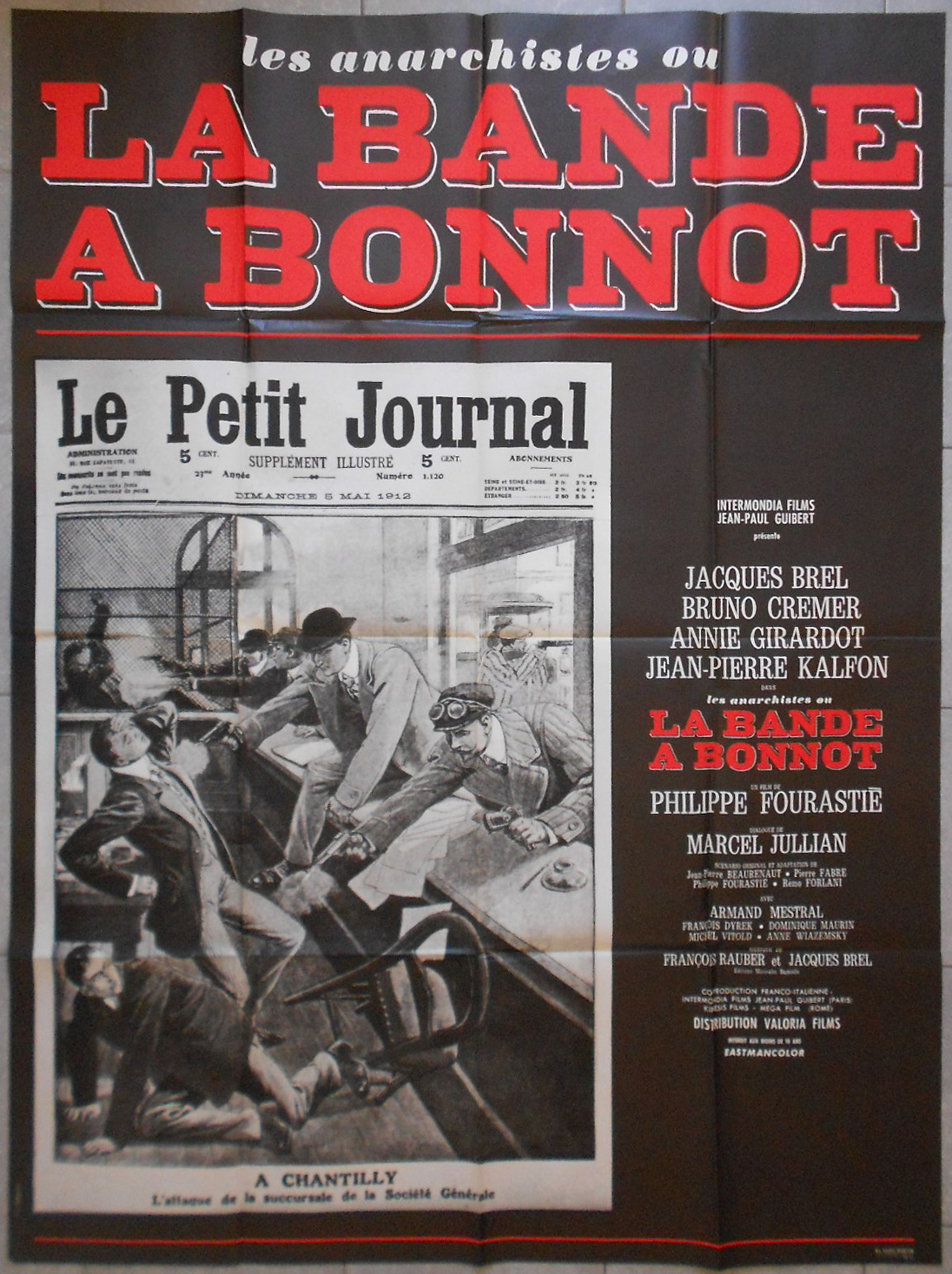 Affiche LA BANDE A BONNOT Philippe Fourastié JACQUES BREL Girardot ...