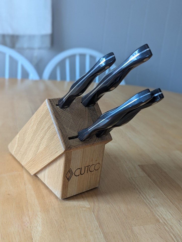 CUTCO Cutlery Knife 4 Piece Set with Block Classic Brown Handle ...