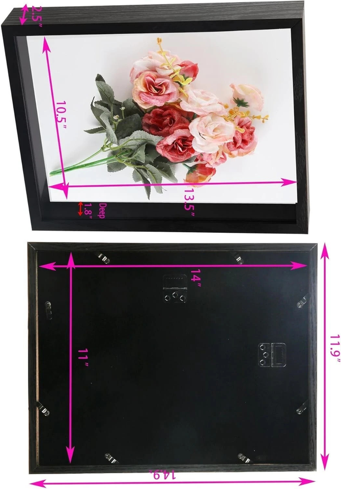 11x14 Black hard plastic Shadow Box Frame dual way Wall Mounts Display ...