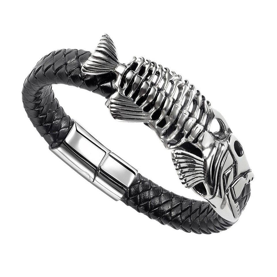 Men's Black Stainless Steel Bracelet Jewelry for Mens Adjustable ...