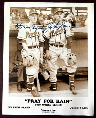 Warren Spahn & Johnny Sain Autograph Promotional Baseball Photo (1948 ...