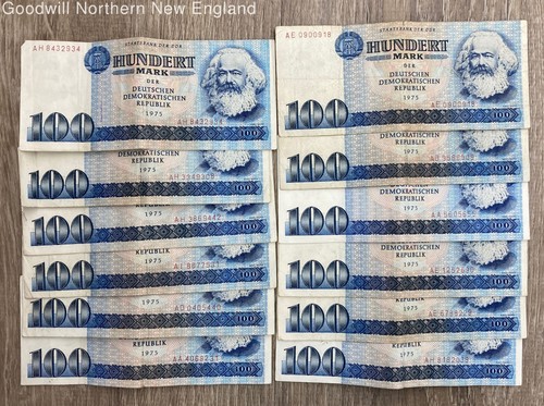 Lot of 12 East Germany 100 Mark Banknotes 1975 DDR GDR Wide Serials ...